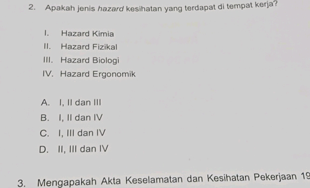 2 Apakah jenis hazard kesihatan yang | StudyX