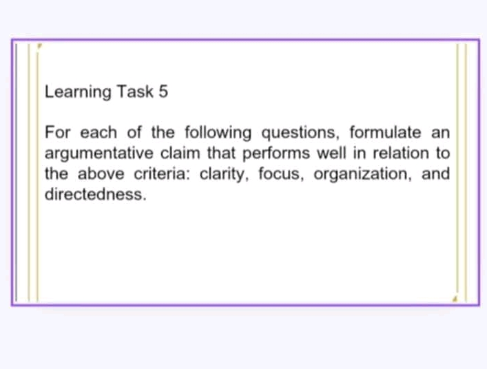 Learning Task 5 For each of the following | StudyX