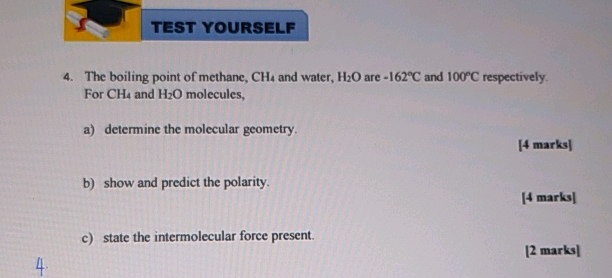 TEST YOURSELF 4 The boiling point of methane | StudyX