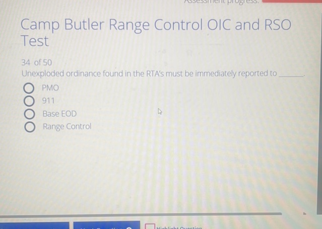 Camp Butler Range Control OIC and RSO Test | StudyX