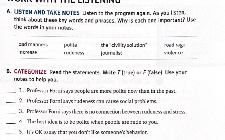 A LISTEN AND TAKE NOTES Listen to the | StudyX