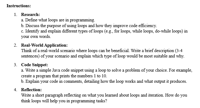 Instructions 1 Research a Define what loops | StudyX