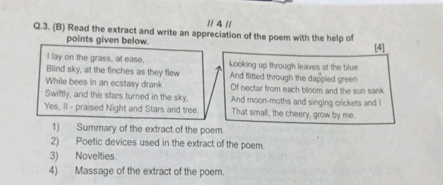4 Q3 (B) Read the extract and write an | StudyX