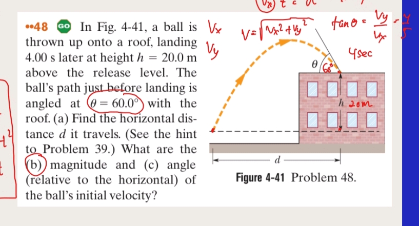 48 In Fig 4-41 a ball is thrown up onto a | StudyX