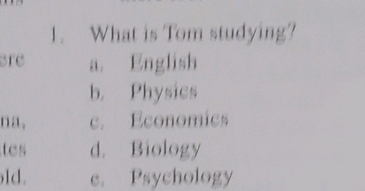 1 What is Tom studying (i) English b Physics | StudyX