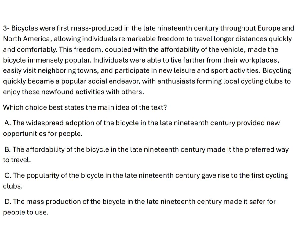 3- Bicycles were first mass-produced in the | StudyX