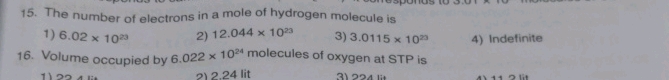 15 The number of electrons in a mole of