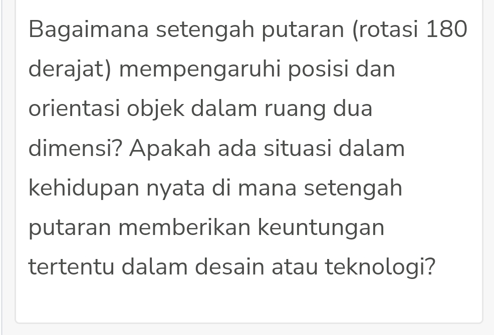 Bagaimana setengah putaran (rotasi 180 | StudyX