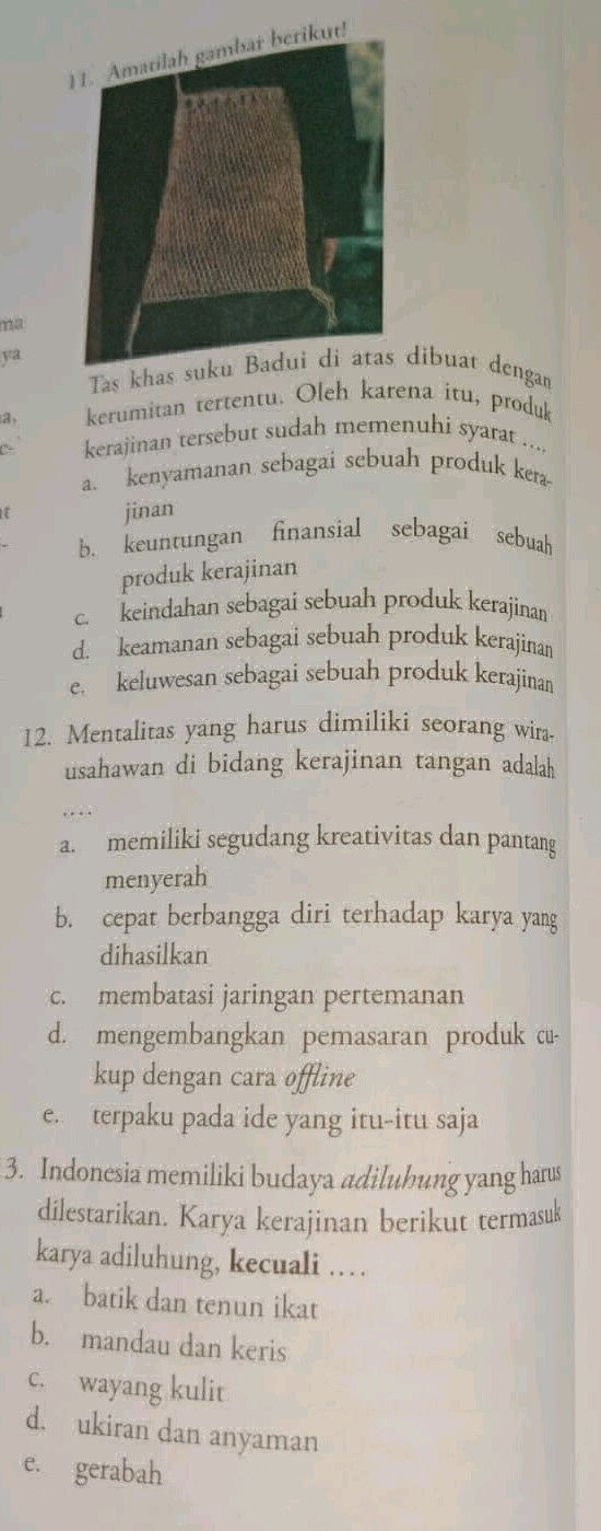 11 Tas khas suku Badui di atas dibuat | StudyX