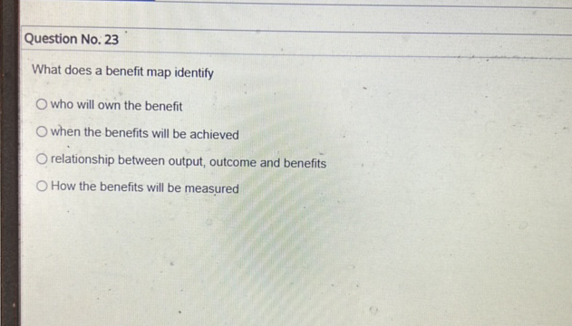 Question No 23 What does a benefit map | StudyX