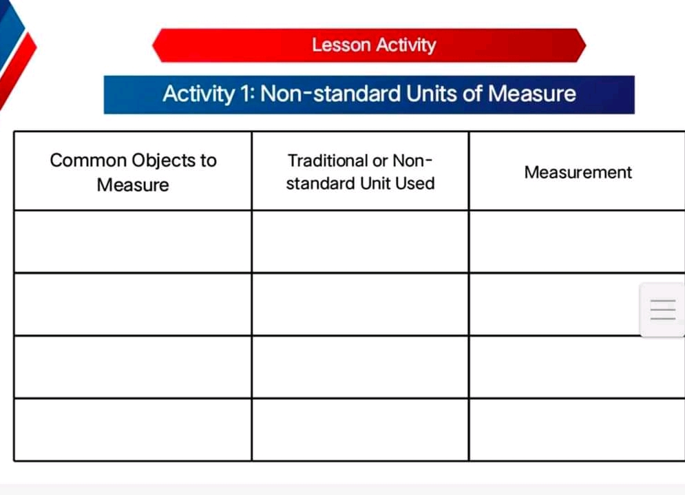 Lesson Activity Activity 1 Non-standard | StudyX