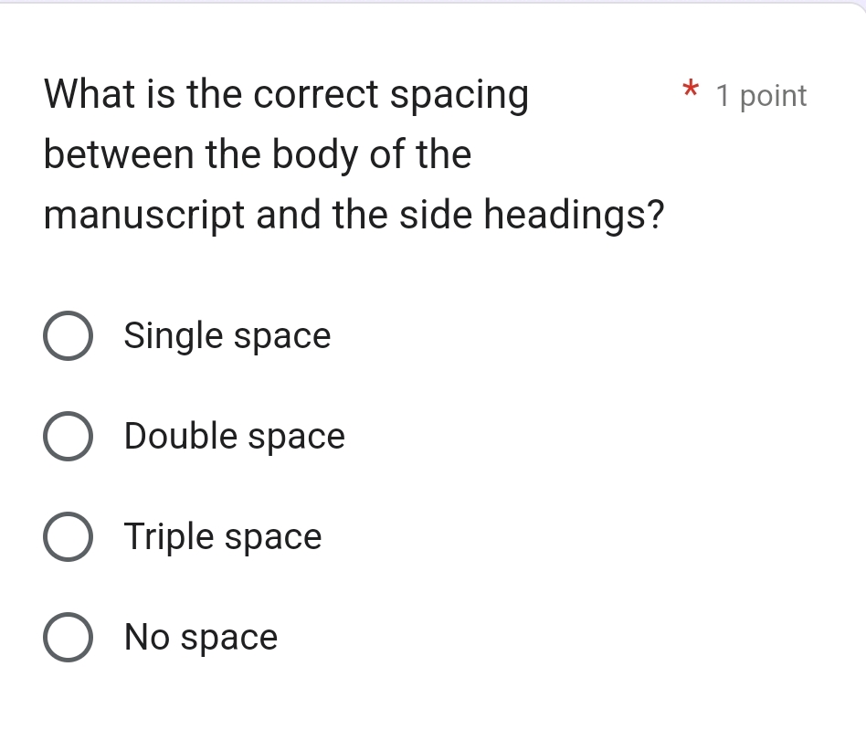 What is the correct spacing 1 point between | StudyX