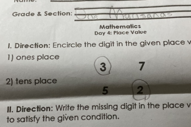 Grade Section Mathematics Day 4 Place | StudyX