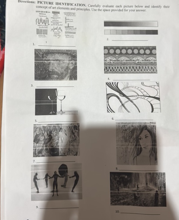 Directions PICTURE IDENTIFICATION Carefully | StudyX