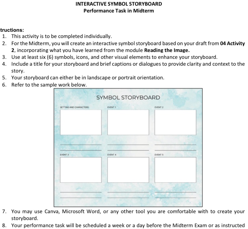 INTERACTIVE SYMBOL STORYBOARD Performance | StudyX
