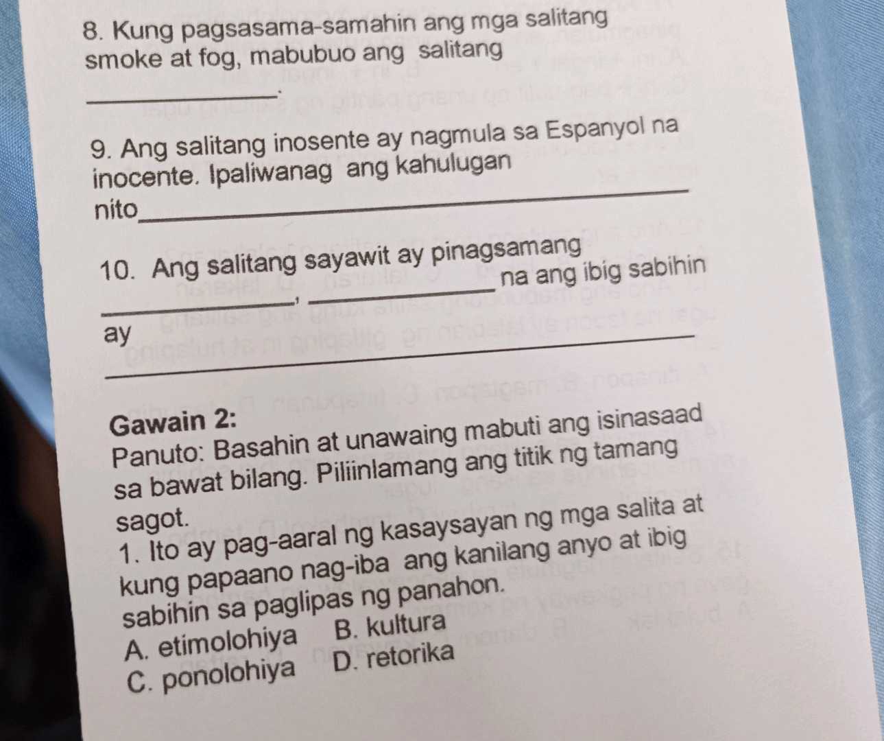8 Kung pagsasama-samahin ang mga salitang | StudyX