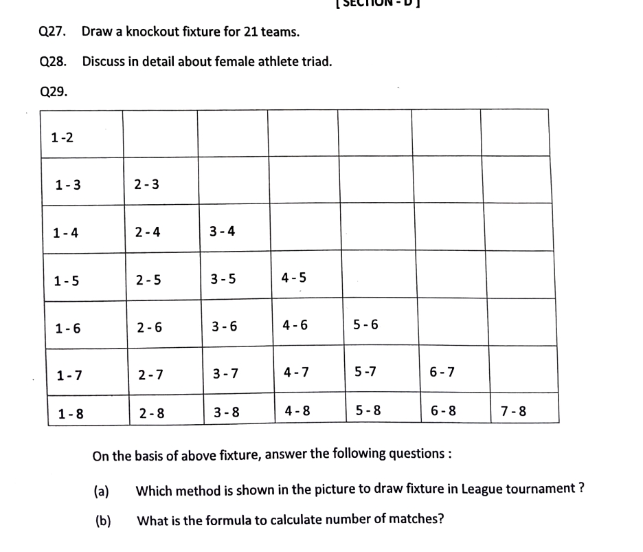Q27 Draw a knockout fixture for 21 teams Q28 | StudyX