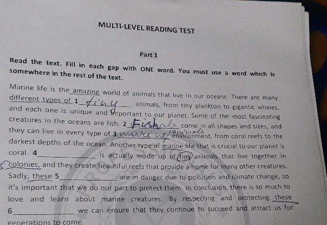 MULTI-LEVEL READING TEST Part 1 Read the