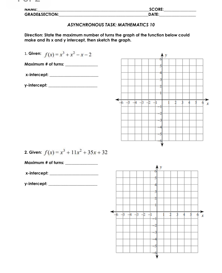 NAME GRADE SECTION SCORE DATE | StudyX