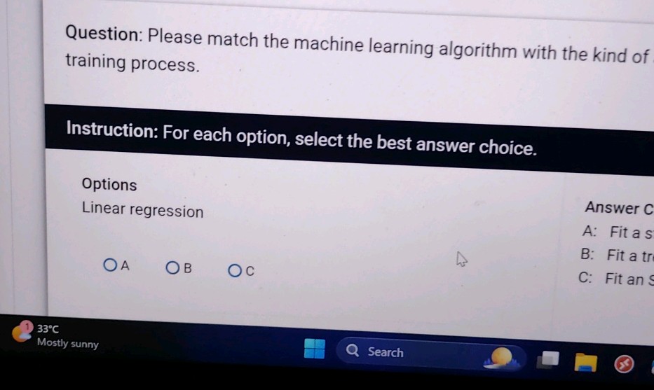 Question Please match the machine learning | StudyX