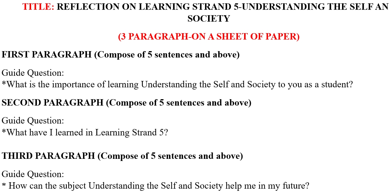 TITLE REFLECTION ON LEARNING STRAND | StudyX