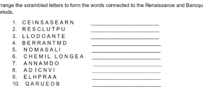 range the scrambled letters to form the | StudyX