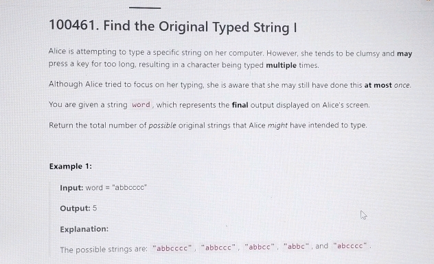 100461 Find the Original Typed String I | StudyX