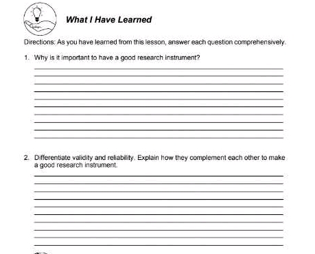 What I Have Learned Directions As you have | StudyX