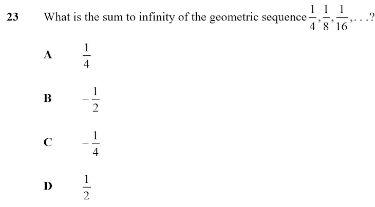 23 What is the sum to infinity of the