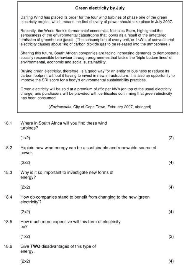 Green electricity by July Darling Wind has | StudyX