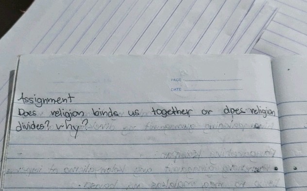 Assignment Does religion binds us together | StudyX