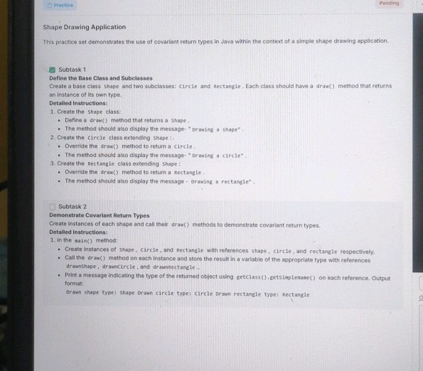 Practice Pending Shape Drawing Application | StudyX
