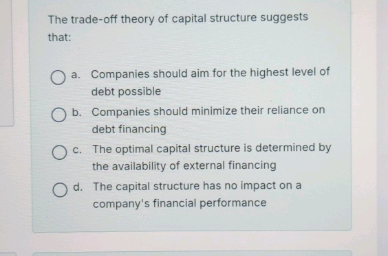 The trade-off theory of capital structure