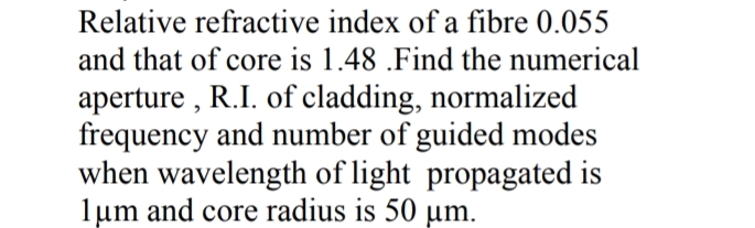 Relative refractive index of a fibre 0055 | StudyX