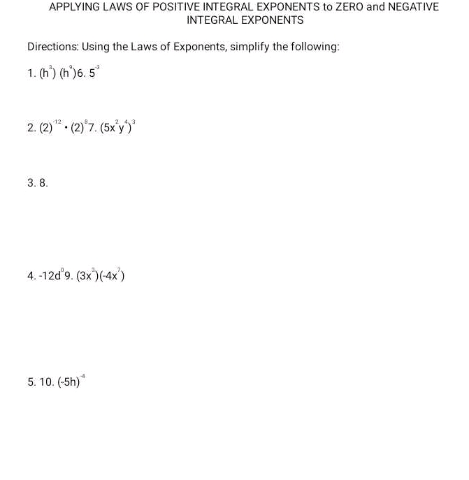 APPLYING LAWS OF POSITIVE INTEGRAL EXPONENTS | StudyX
