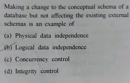 Making a change to the conceptual schema of | StudyX