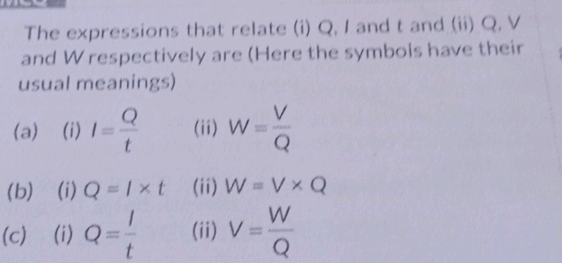 The expressions that relate (i) Q I and t | StudyX