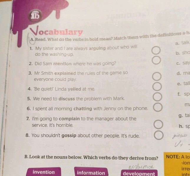 I1 A Read What do the verbs in bold mean | StudyX