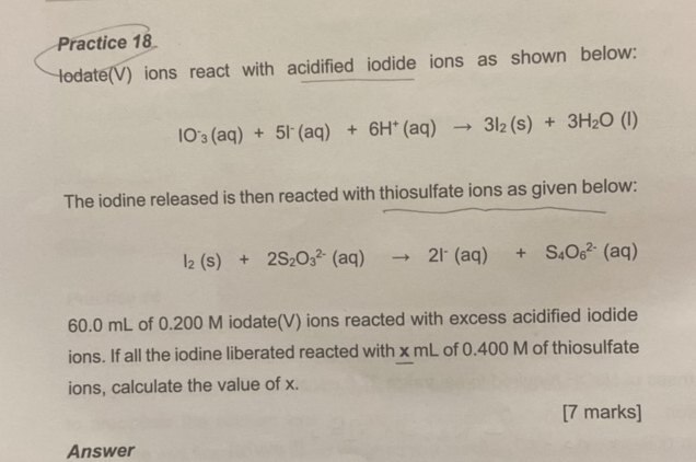 Practice 18 todate(V) ions react with | StudyX