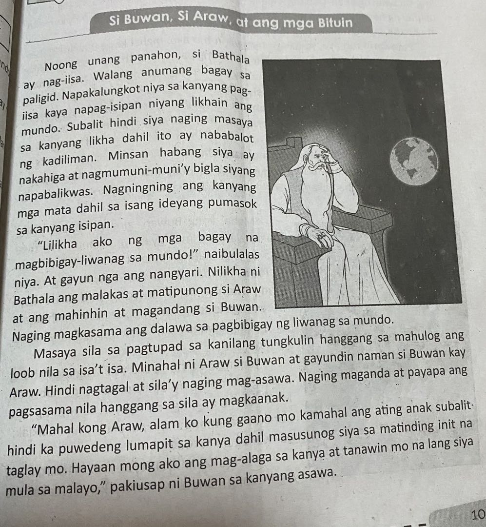 Si Buwan Si Araw at ang mga Bituin Noong | StudyX