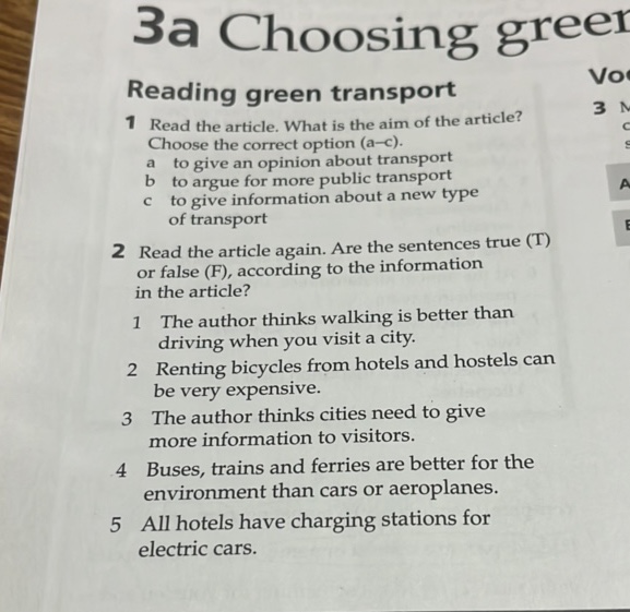 3a Choosing greer Reading green transport 1 | StudyX