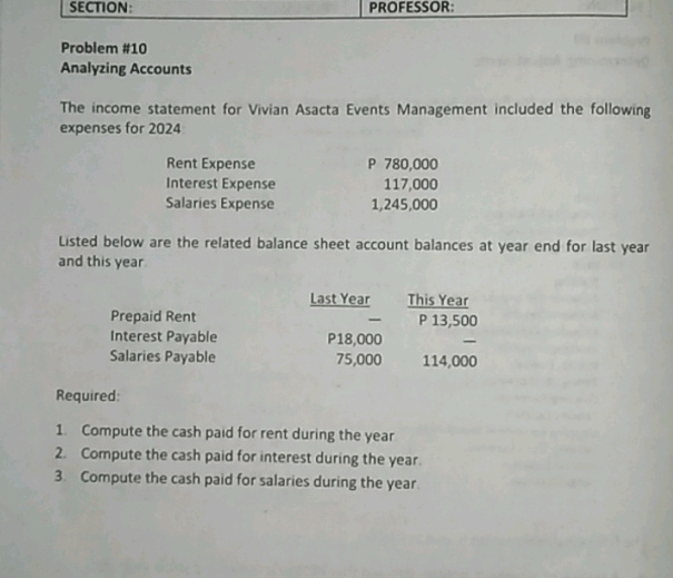 SECTION PROFESSOR Problem 10 Analyzing | StudyX