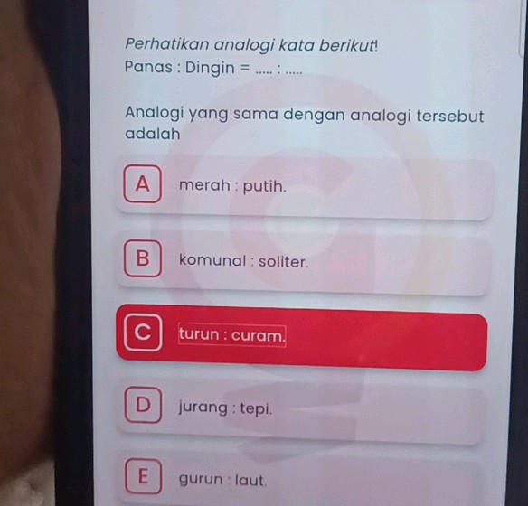 Perhatikan analogi kata berikut Panas | StudyX
