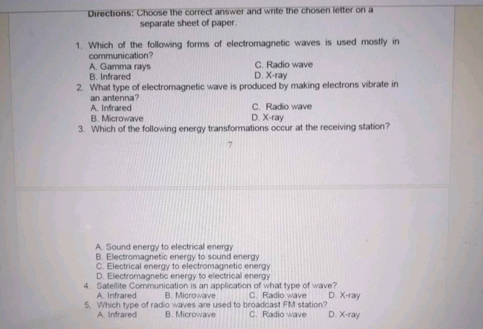 Directions Choose the correct answer and | StudyX