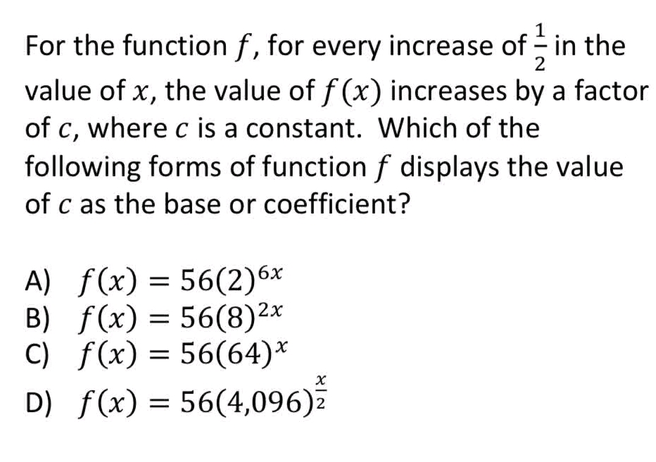 For the function f for every increase of | StudyX