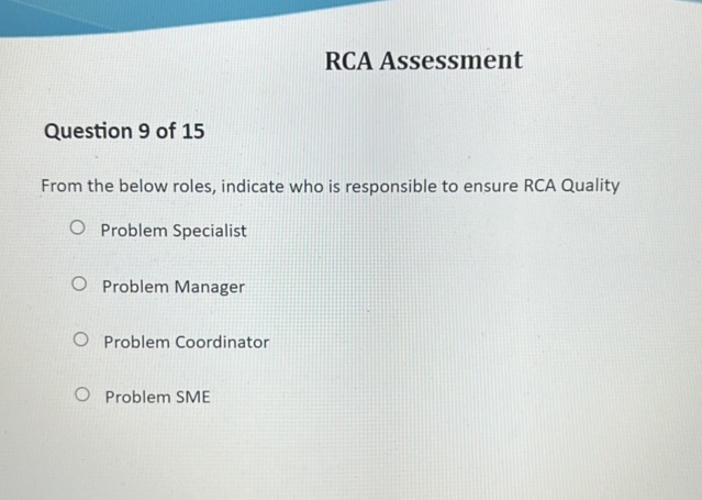 RCA Assessment Question 9 of 15 From the | StudyX