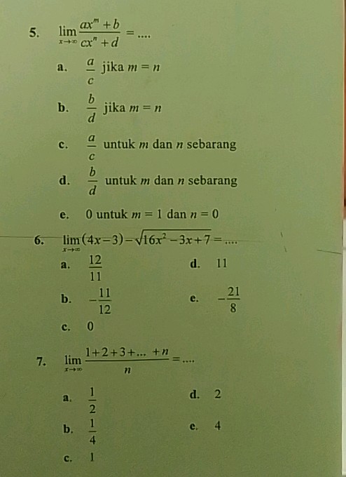 5 x a xm+bc xn+d= a ac jika m=n b bd jika