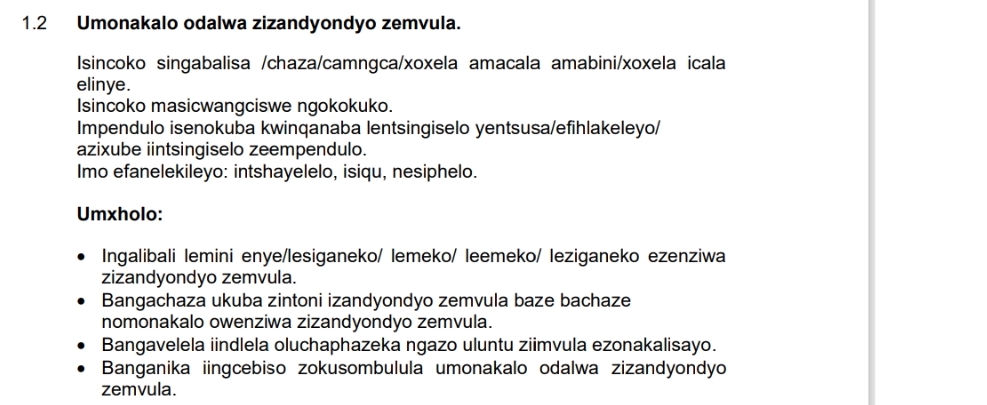 12 Umonakalo odalwa zizandyondyo zemvula | StudyX