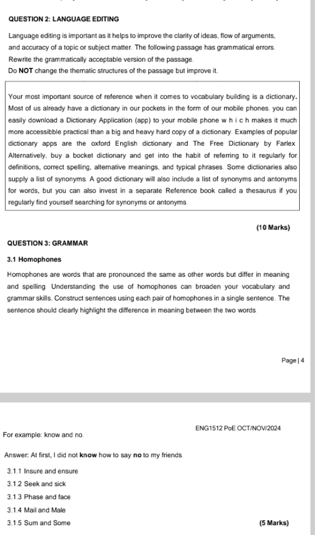 QUESTION 2 LANGUAGE EDITING Language editing | StudyX