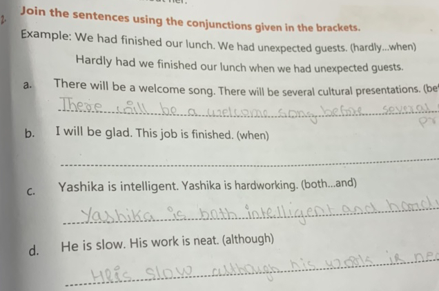 Join the sentences using the conjunctions | StudyX